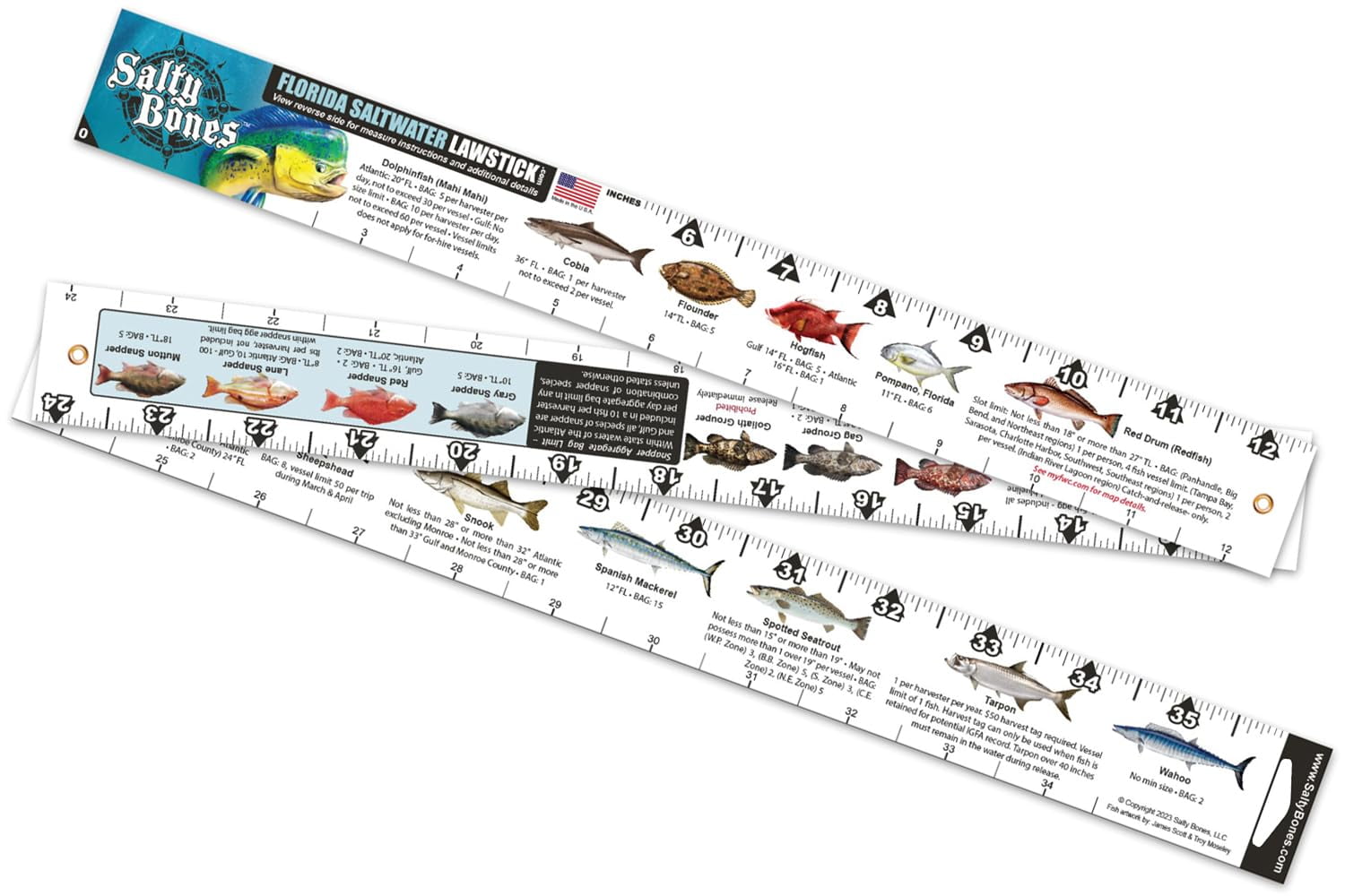 Salty Bones Florida Saltwater Lawstick - Double-Sided 36" Folding ...
