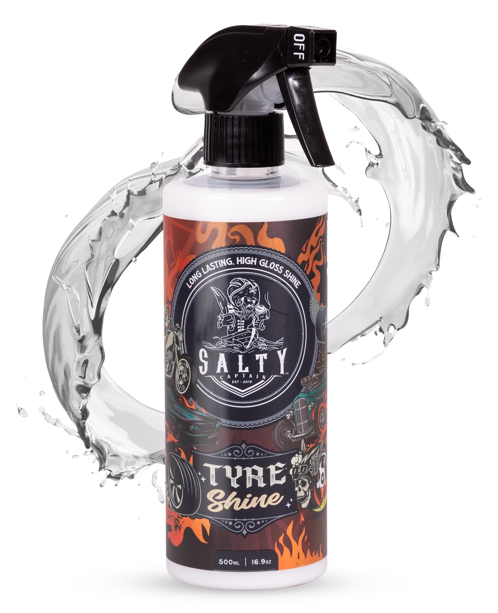 Salty Captain Tire Shine 16.9oz – Tire Shine Spray for Long-Lasting ...