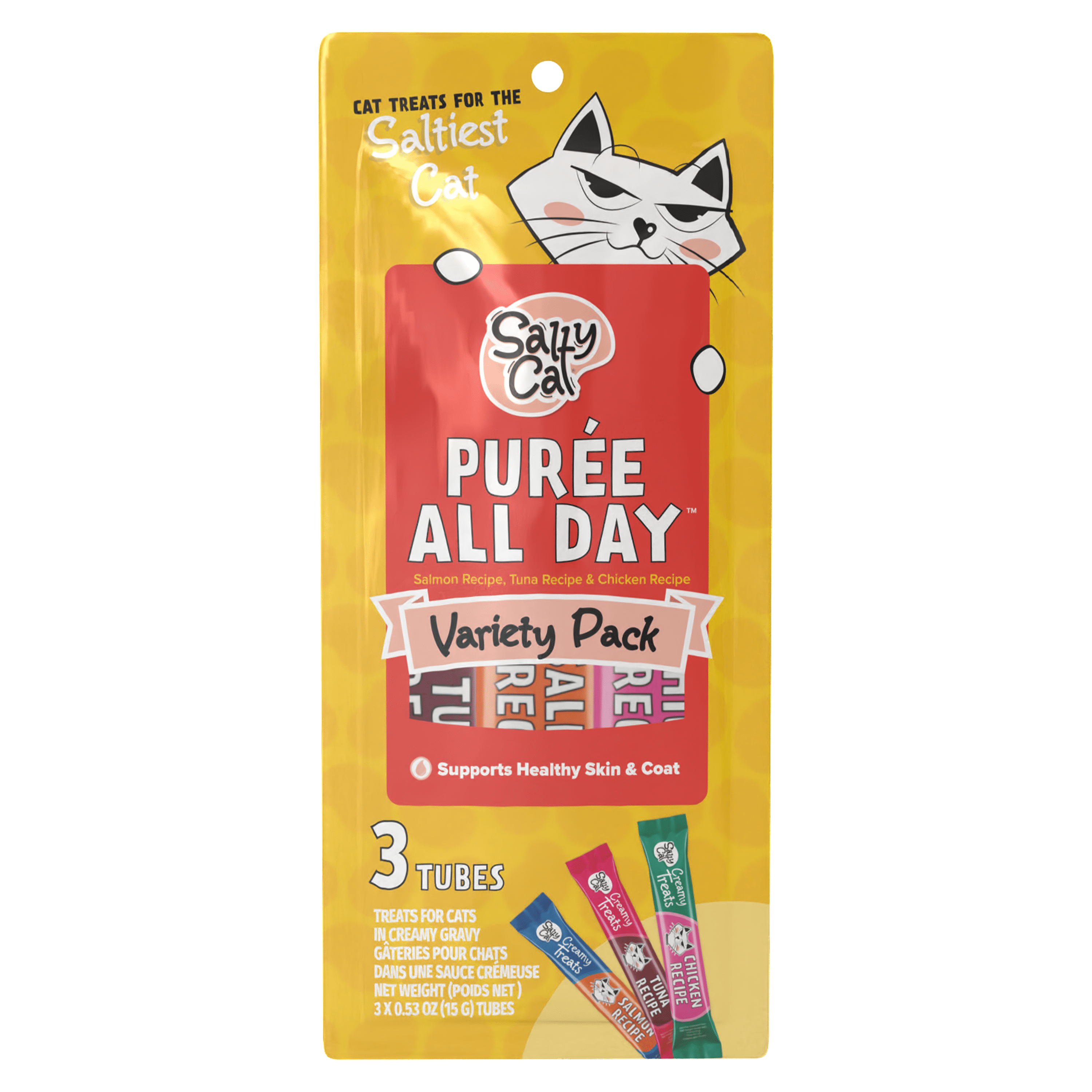 Salty Cat Purée All Day Everyday Tube Treat - Variety Pack - 3 Pack ...