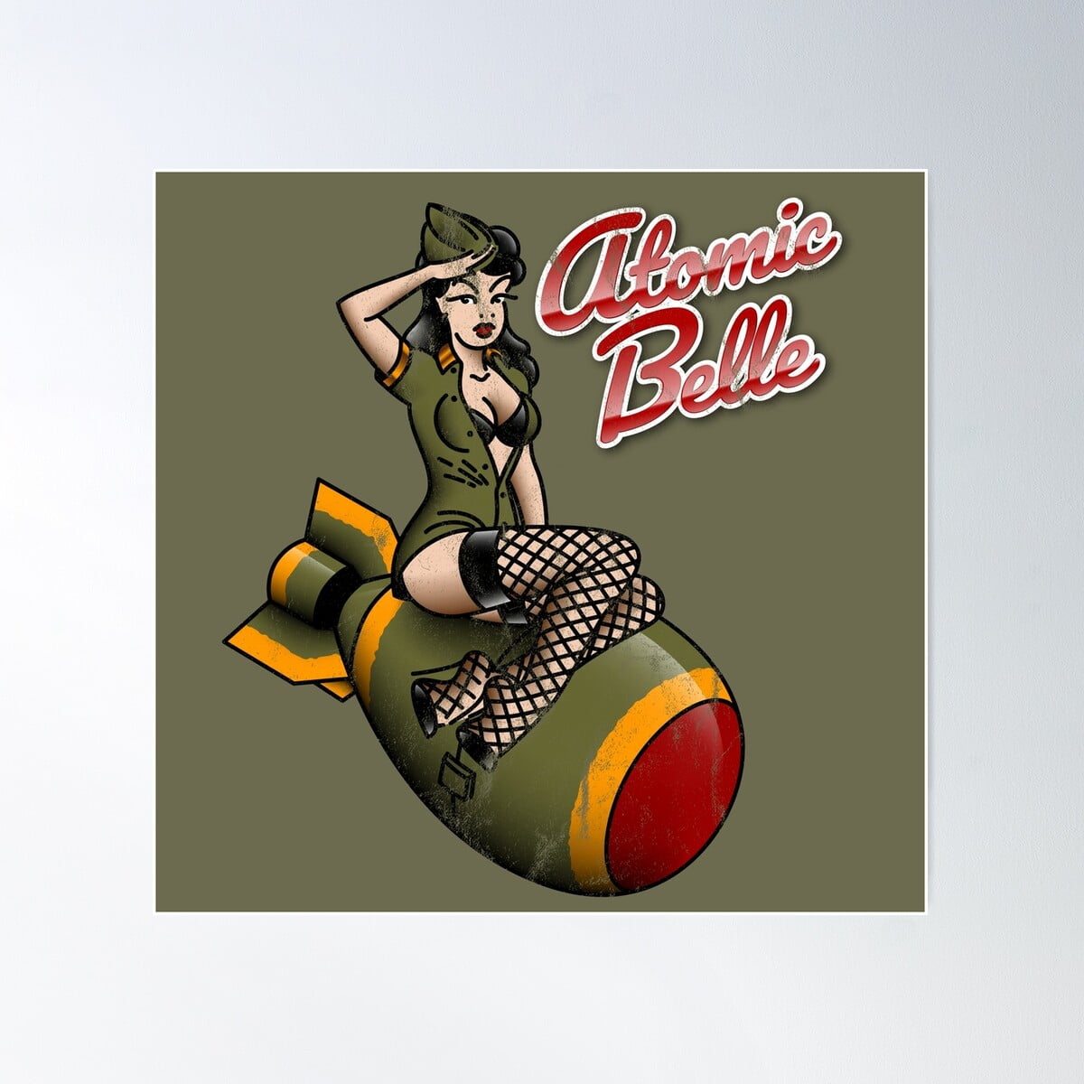 Salty-Dog American Traditional Patriotic Atomic Bomb Belle Nose Art Pin ...