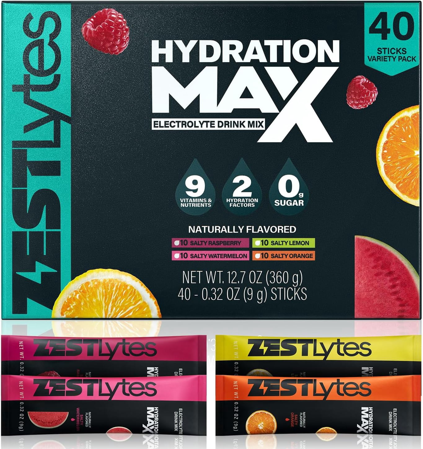 Salty Fruit Flavor Sugar Free Electrolyte Hydration Packets, 40 Sticks ...
