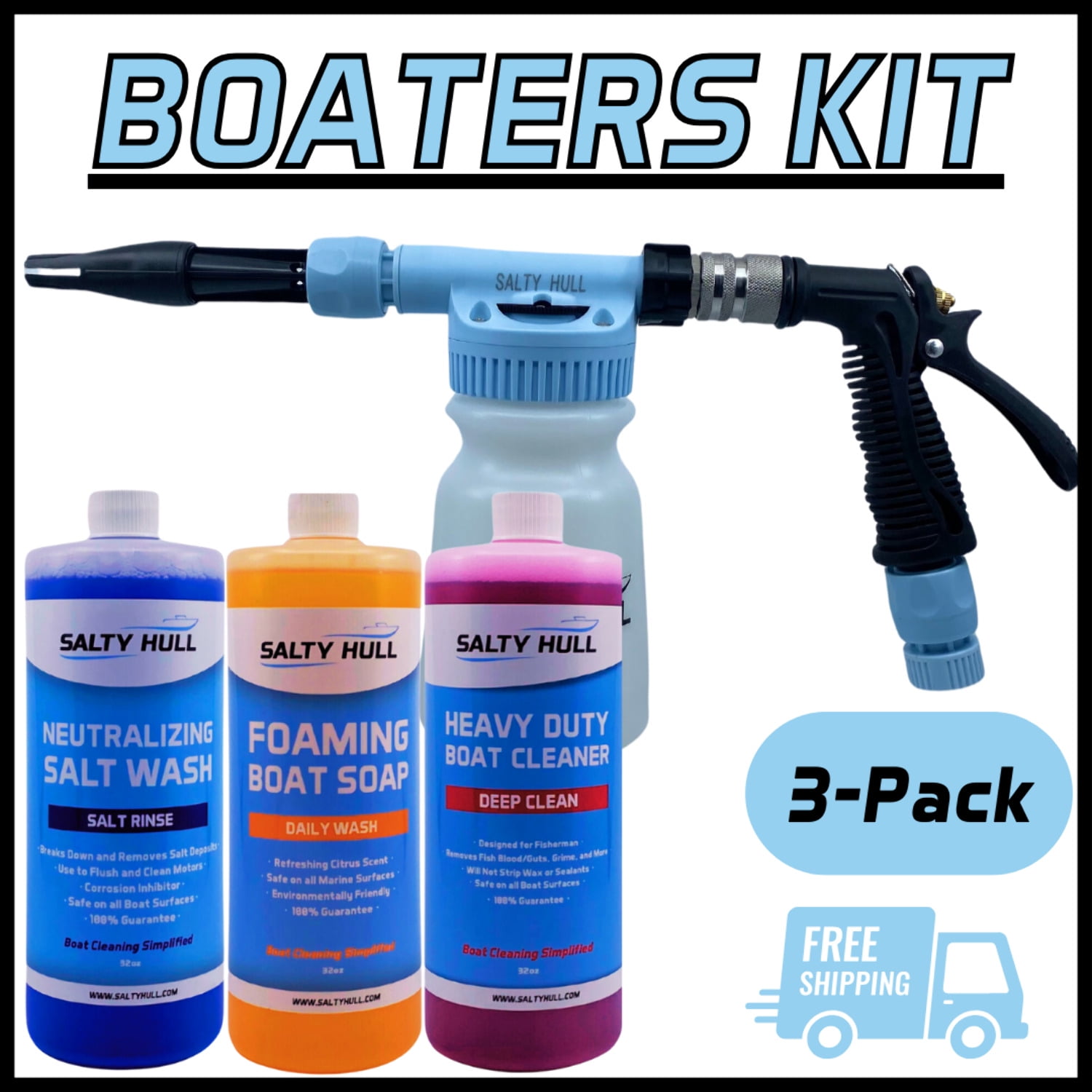 Salty Hull Marine Boat Cleaning Supplies Kit - Foam Gun, Salt Wash ...