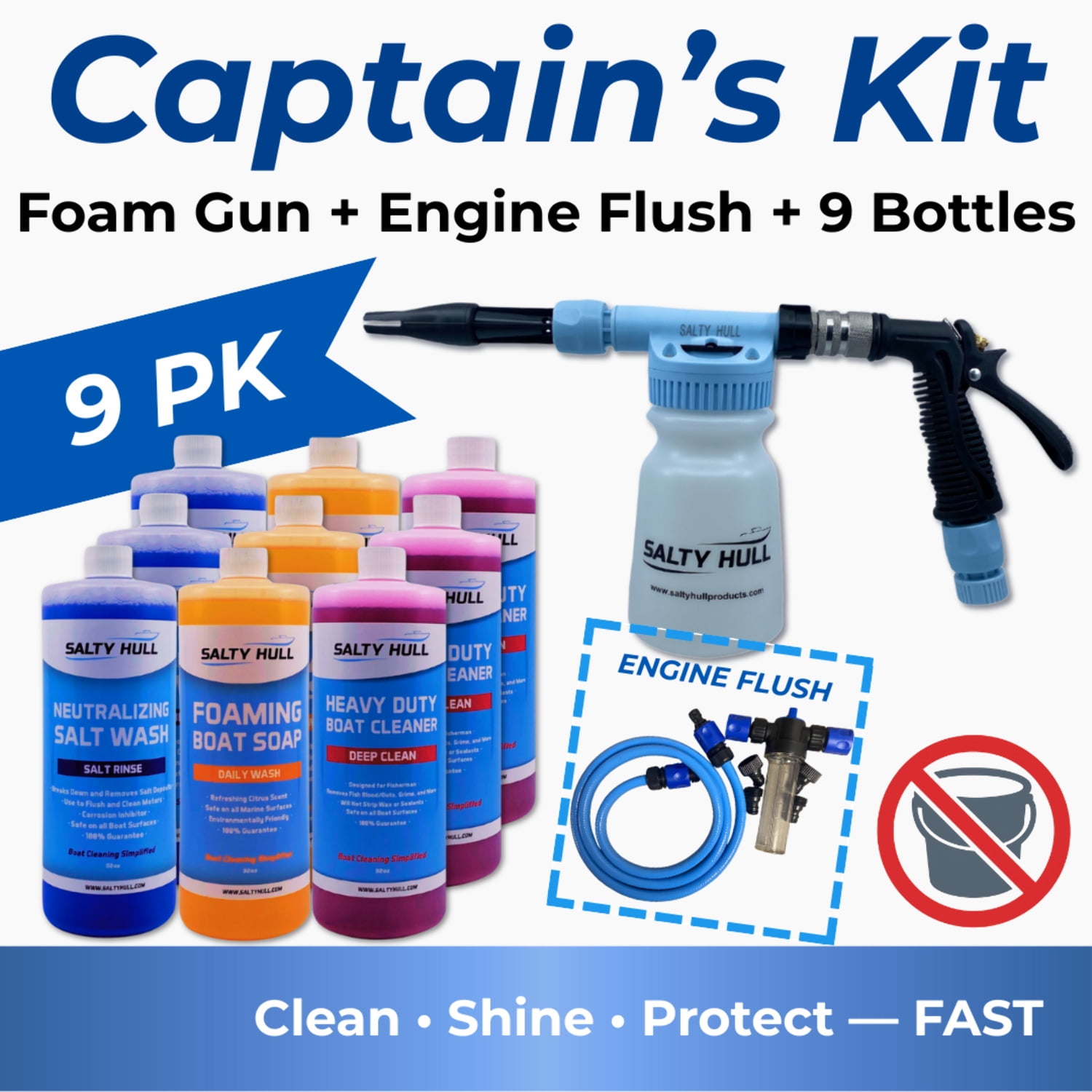 Salty Hull Captain's Kit - Foam Gun, Salt Wash, Cleaner & Soap 6PK ...