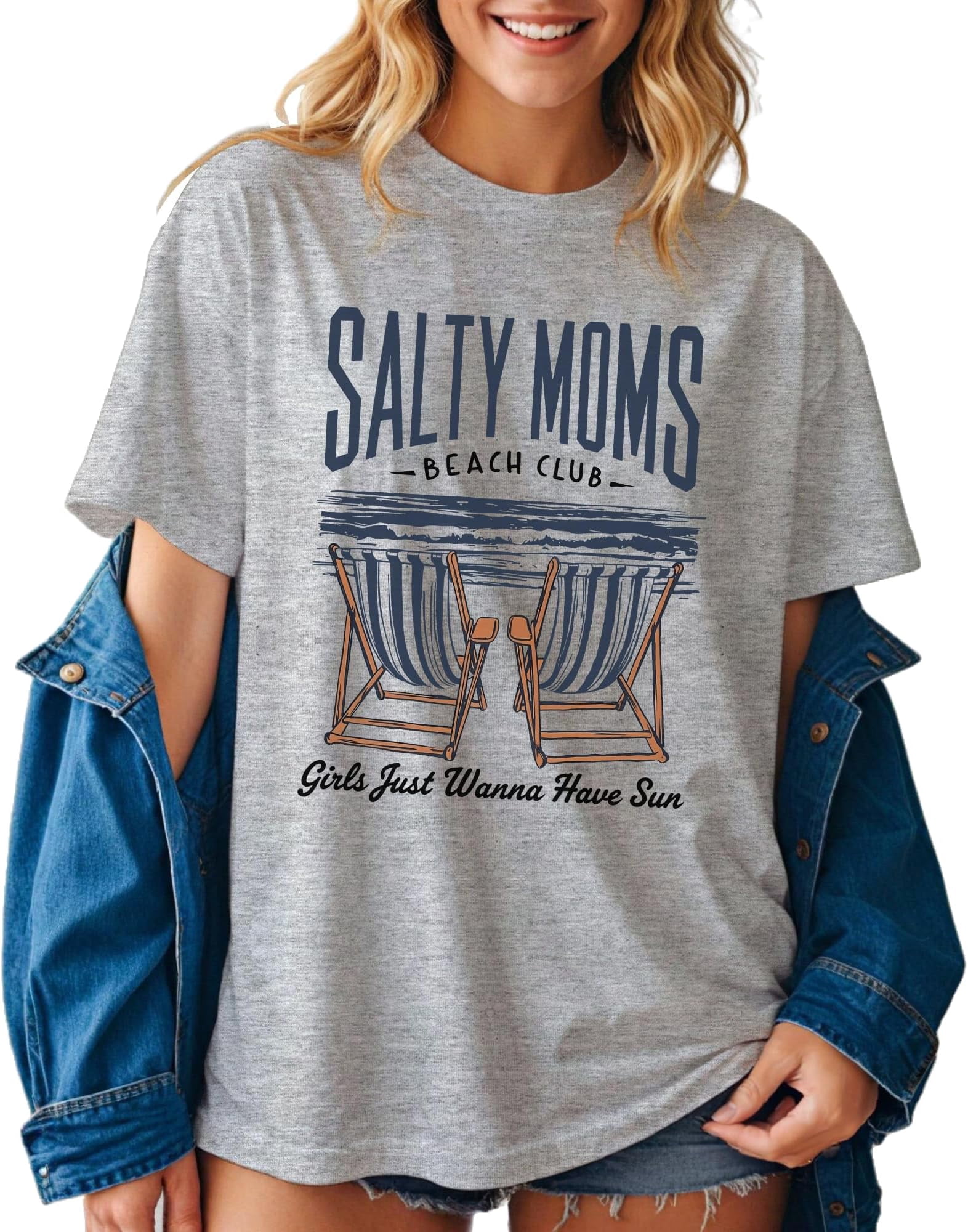 Salty Moms Beach Club T-Shirt – Girls Just Wanna Have Sun Vacation ...