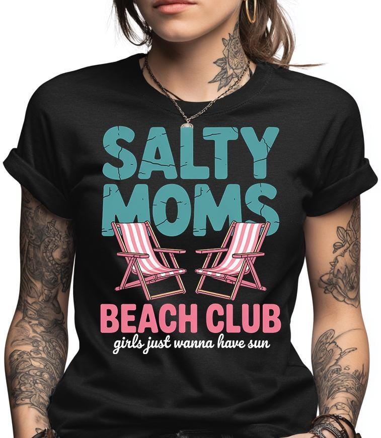 Salty Moms Shirt | Beach Club Summer Vacation Tee | Funny Mom Life Gift ...