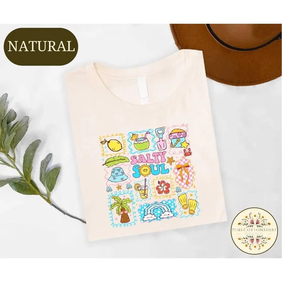 Salty Soul Beach Summer Graphic Ocean Vacation Tropical Surfboard T ...