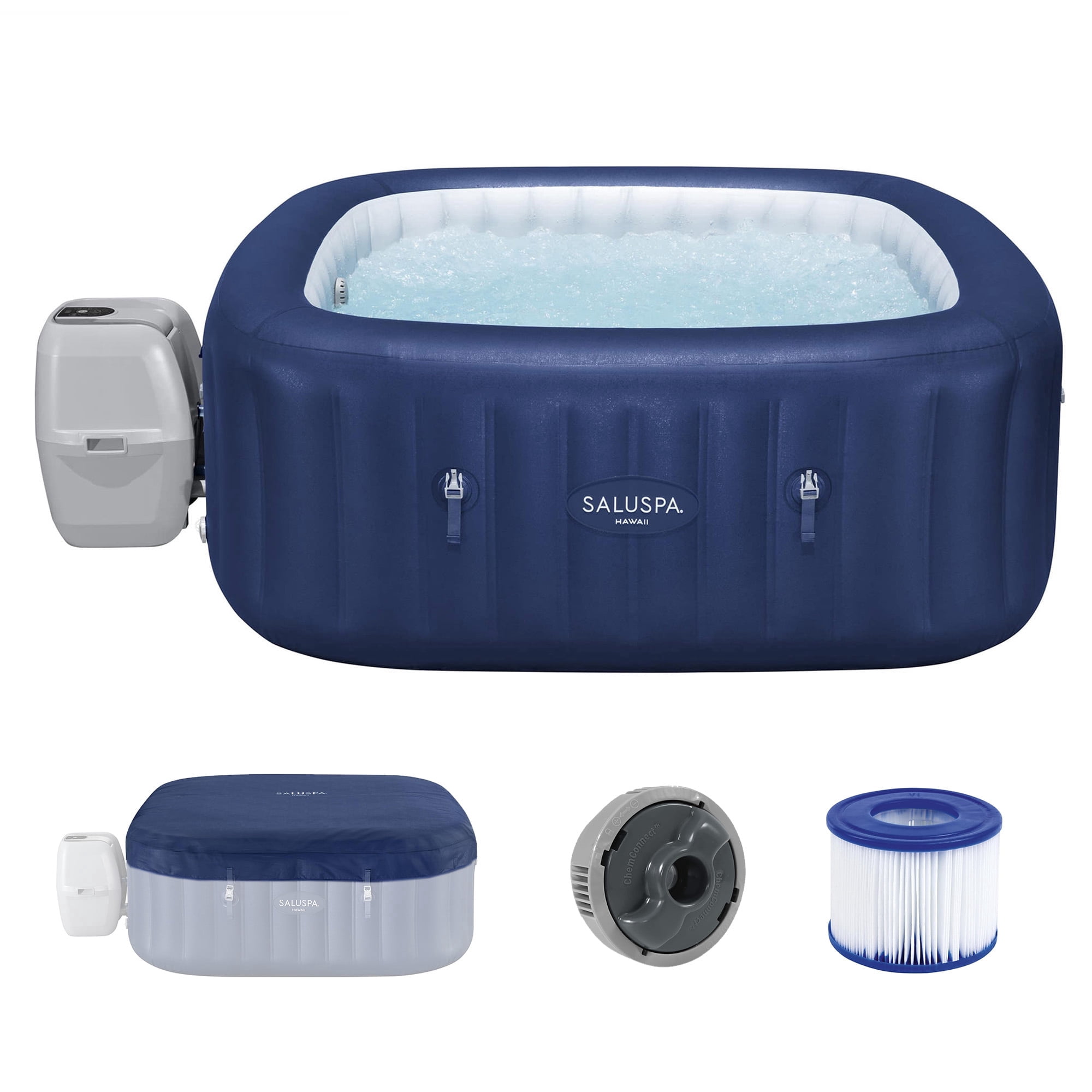 Bestway SaluSpa Hawaii 4-6 Person Inflatable Hot Tub, Square Energy ...