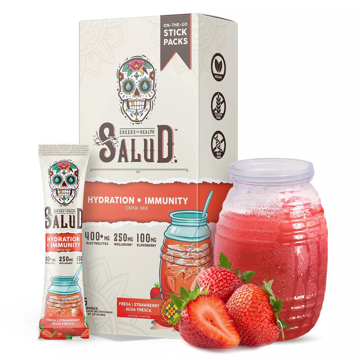 Salud Hydration + Immunity Strawberry Agua Fresca Drink Mix 6 - 0.21 oz ...
