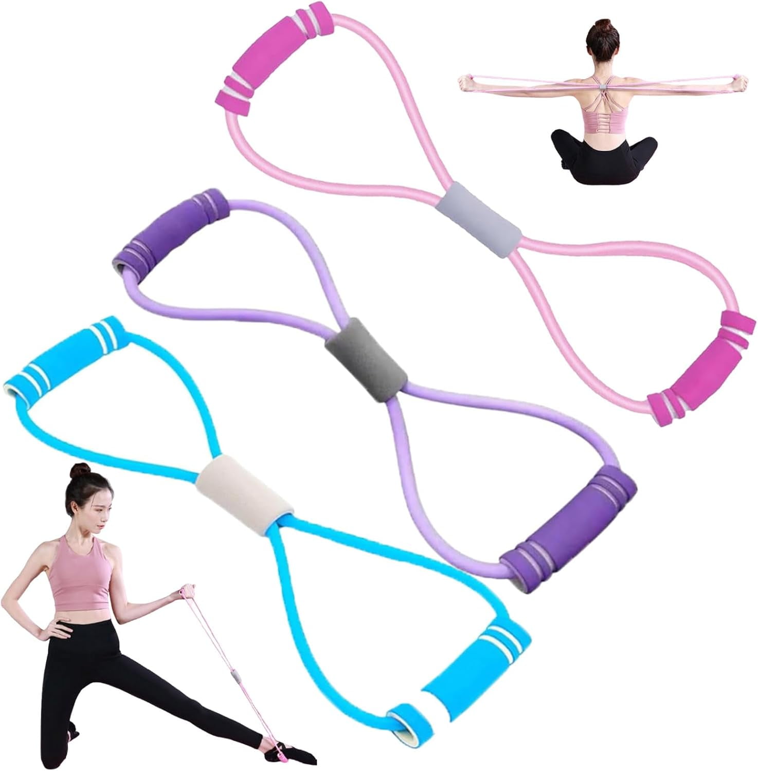Saludea Resistance Band with Handles, Figure 8 Shaped Elastic Pull Yoga ...