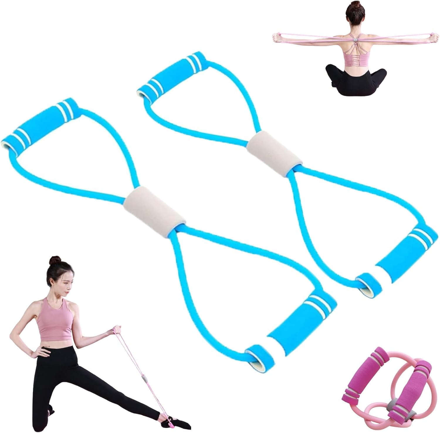 Saludea Resistance Band with Handles, Figure 8 Shaped Elastic Pull Yoga ...