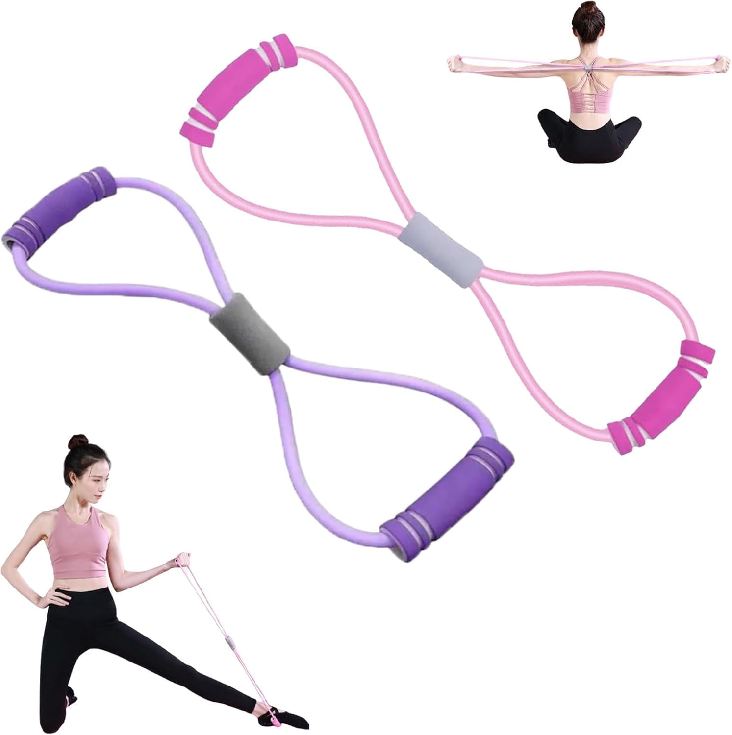 Saludea Resistance Band with Handles, Figure 8 Shaped Elastic Pull Yoga ...