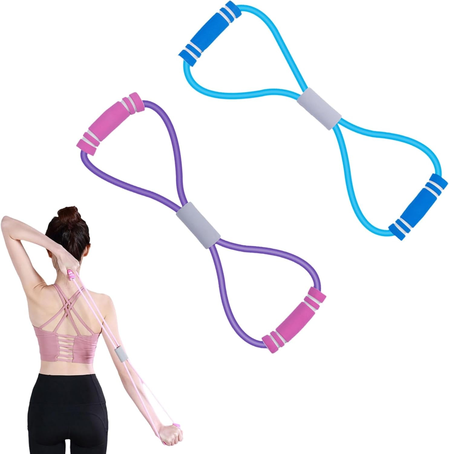 Saludea Resistance Band with Handles, Figure 8 Tension Rope Stretch Bands for Exercise, Shoulder ...