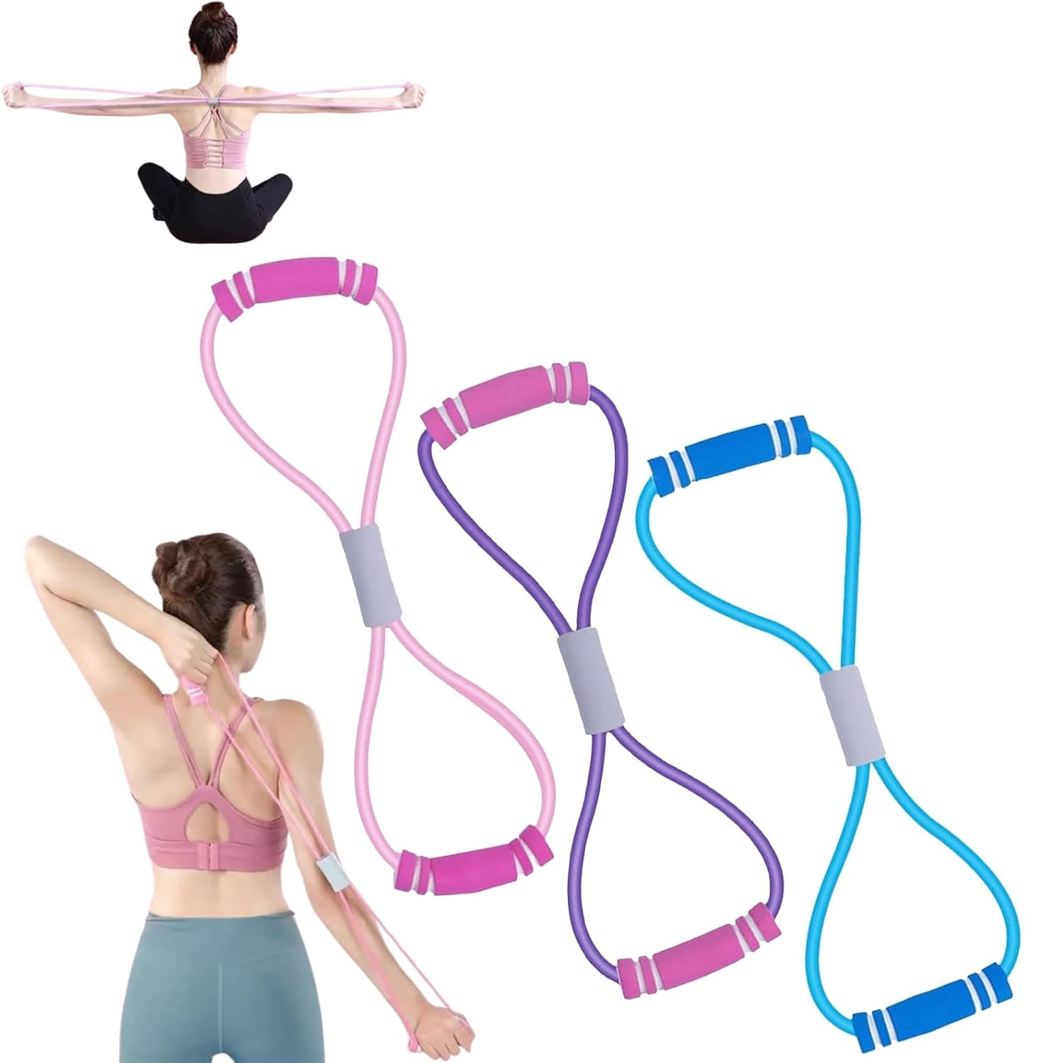 Saludea Resistance Band, Saludea Figure 8 Resistance Band with Handles, Stretch Fitness Strap ...