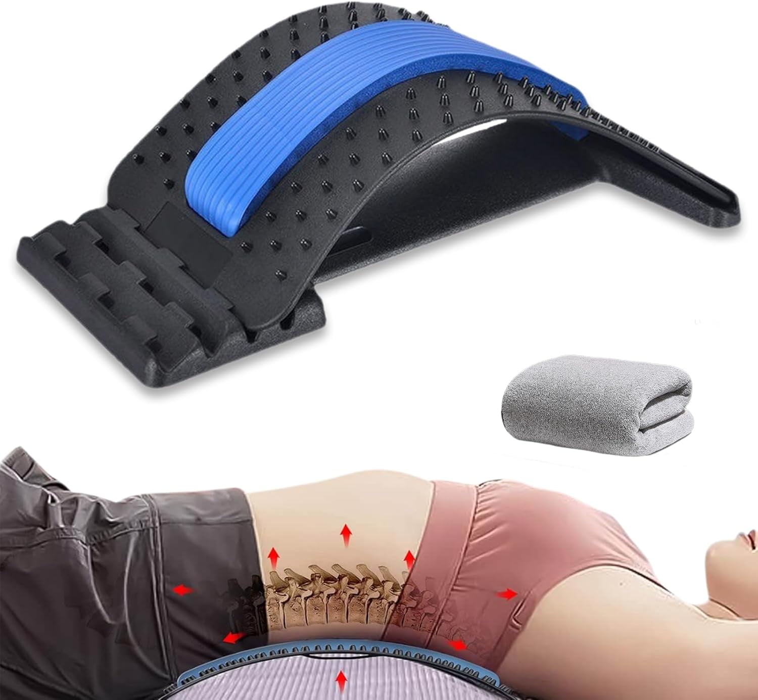 Saludea Spinecomfort Back Stretcher, 3 Level Adjustable Lumbar Cracker Board, Back Massager for ...