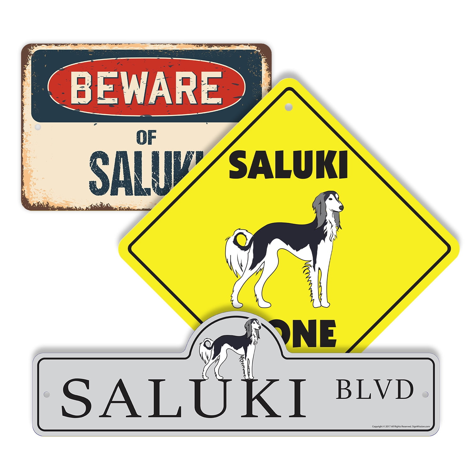 Saluki (3 Pack) Large Plastic Street Sign Crossing Sign Warning Sign ...