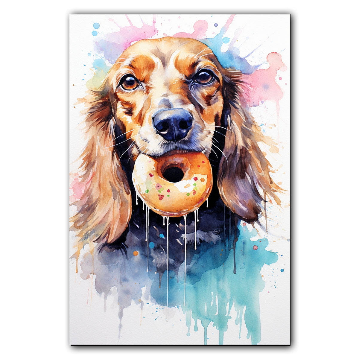 Saluki Art Canvas Fun Popcorn, Donuts and Lollipops Dogs. Watercolor ...