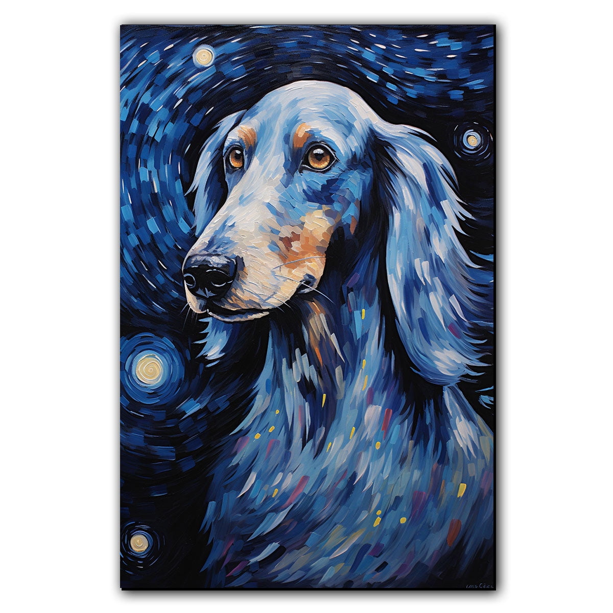 Saluki Art Starry Night Canvas Print of Van Gogh Oil Paintings Reproduction Modern Canvas Print ...