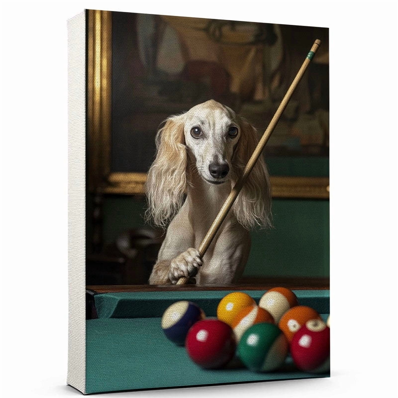 Saluki Cute Dog Billiards Stretched Canvas Size 8x12 – Retro Saluki Dog ...