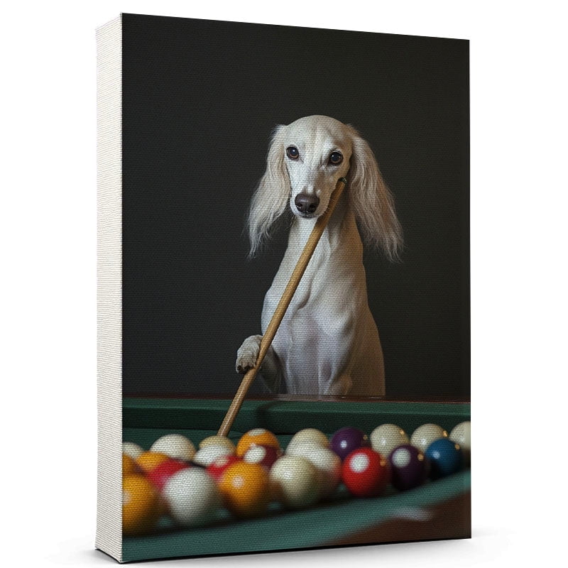 Saluki Dog Playing Billiards Canvas Canvas – Vintage Style Saluki Dog ...