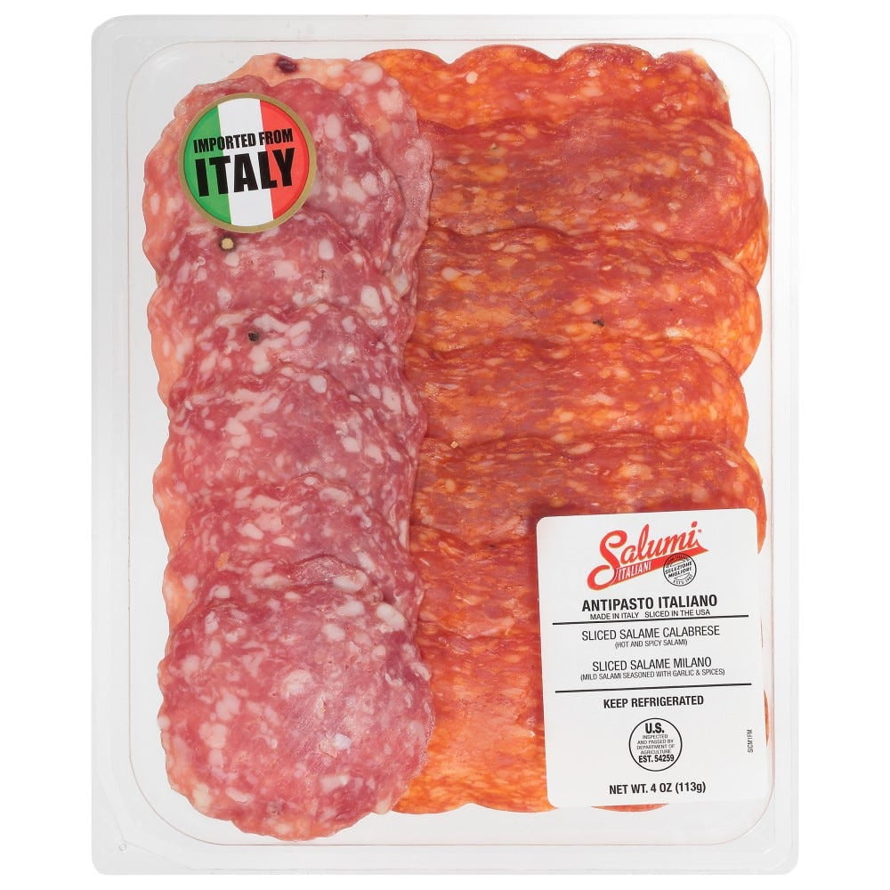 Salumi Italiani Antipasto Italiano Salami, Sliced Calabrese & Milano, 4OZ, 10 Pack - Walmart.com