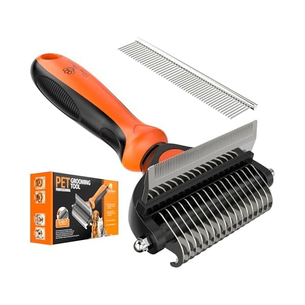 Saluqifa -2 in 1 Professional Grooming Rake for Cats & Dogs-Dematting ...