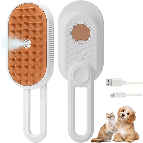 Saluqifa 3 in 1 Cat Steam Brush for Shedding & Grooming with Foldable ...