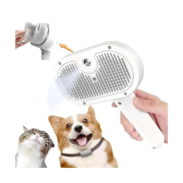 Saluqifa 3-in-1 Cat Steam Brush – Pet Grooming & Shedding Comb with ...