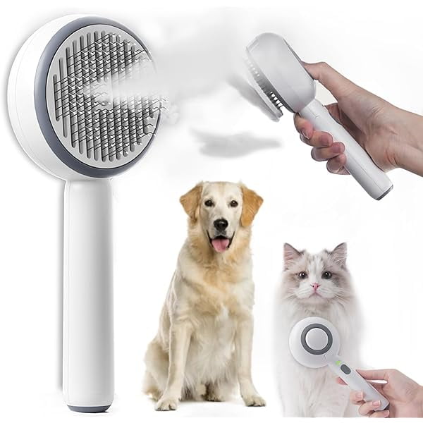 Saluqifa Cat Steam Brush, 3 In 1 Steamy Pet Comb with Release Button ...
