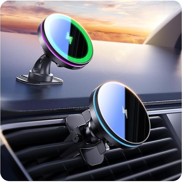 Saluqifa for MagSafe Car Mount Charger, (4.13 lbf) Large Magnetic, 15W ...