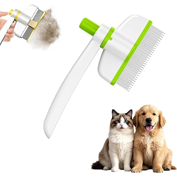 Saluqifa Pet Flea Brush with Rotating Head, One-Touch Bristle Release ...