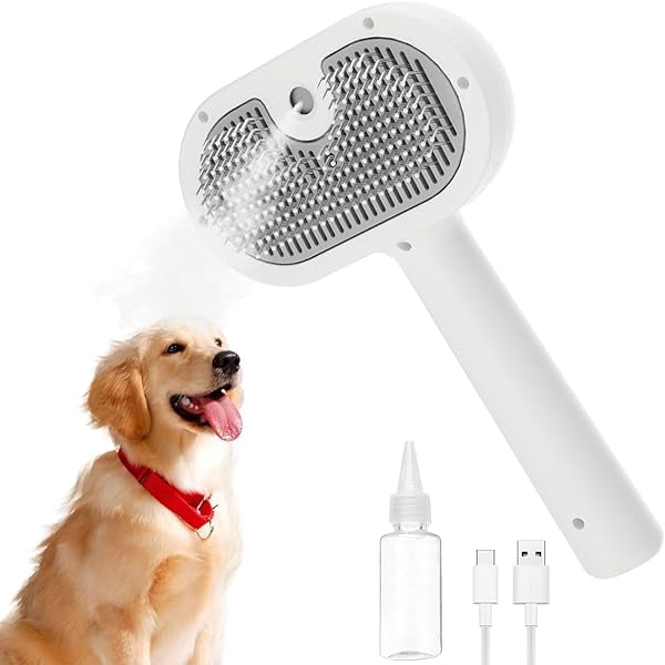 Saluqifa Pet Steam Brush for Dog & Cat – 3-in-1 Spray Hair Removal Comb ...