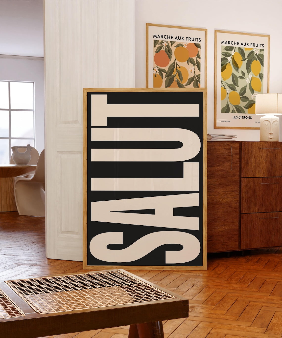 Salut Print, Typography Poster, Trendy Wall Art, Retro French Poster ...