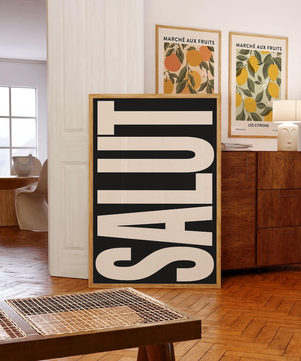 Salut Print, Typography Poster, Trendy Wall Art, Retro French Poster ...