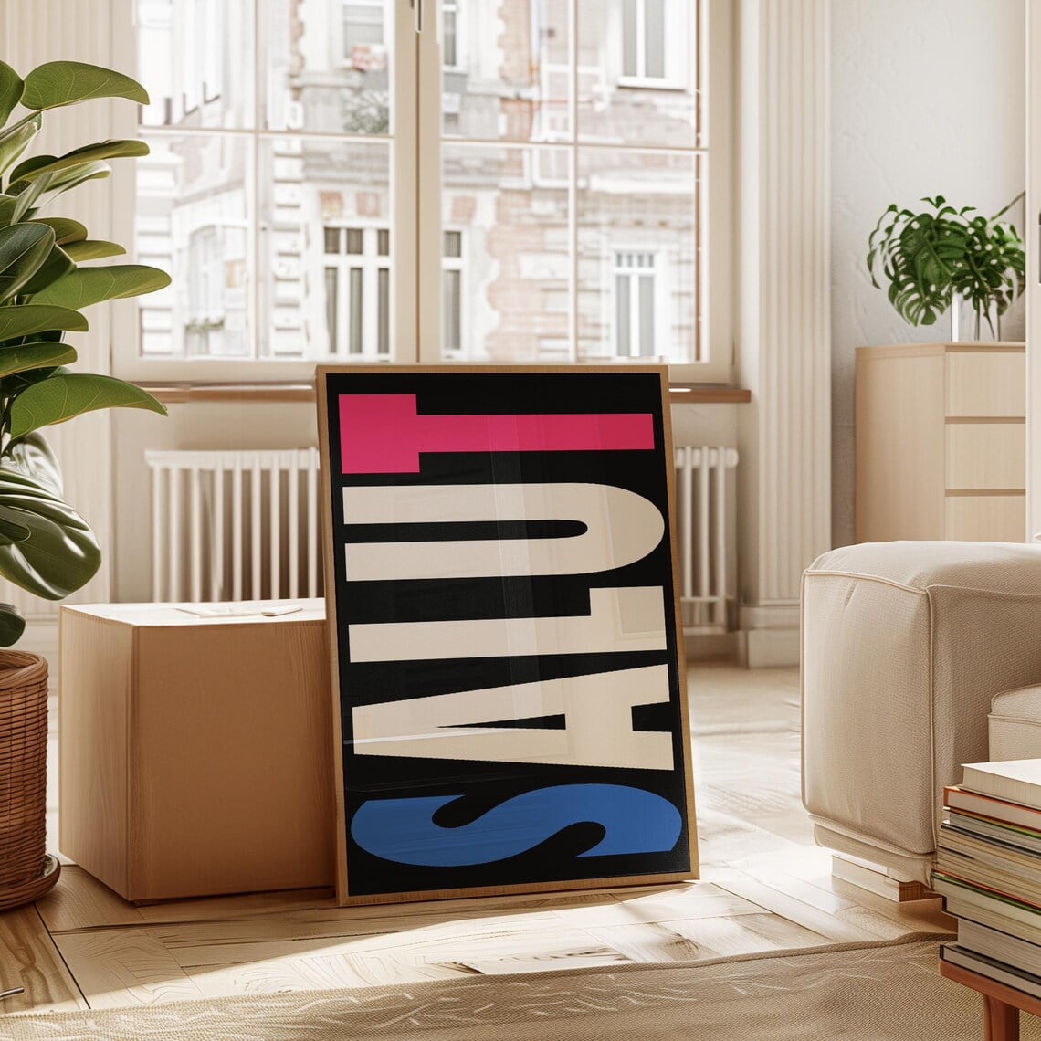 Salut, Retro Style French Wall Art Quote, Typography Print, Mid Century ...