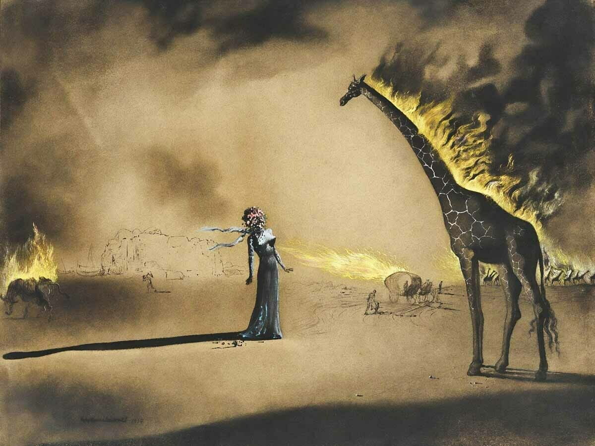 Salvador Dali 1937 Girafe En Feu - Canvas OR Print Wall Art - Walmart.com