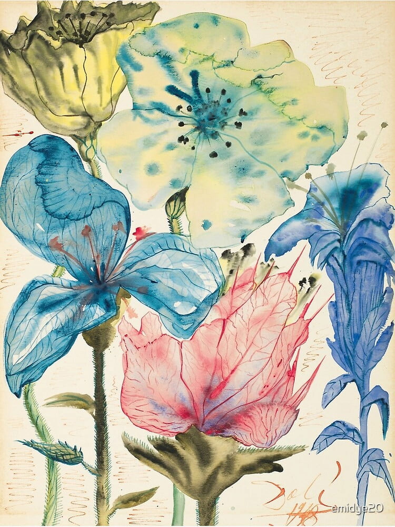 Salvador Dali Fleurs Modern Art Decor Unframe - Walmart.com