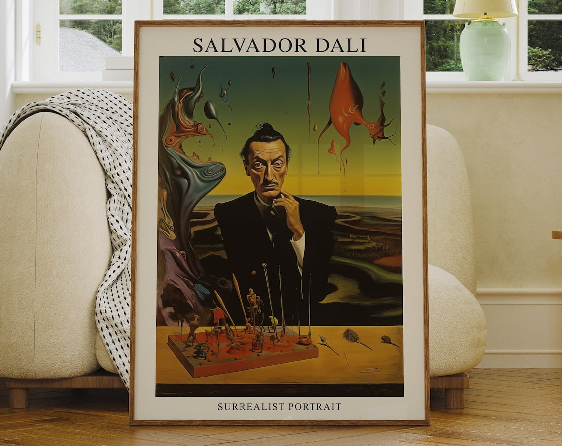 Salvador Dali Portrait, Dali Wall Art, Famous Artist Prints, Salvador ...