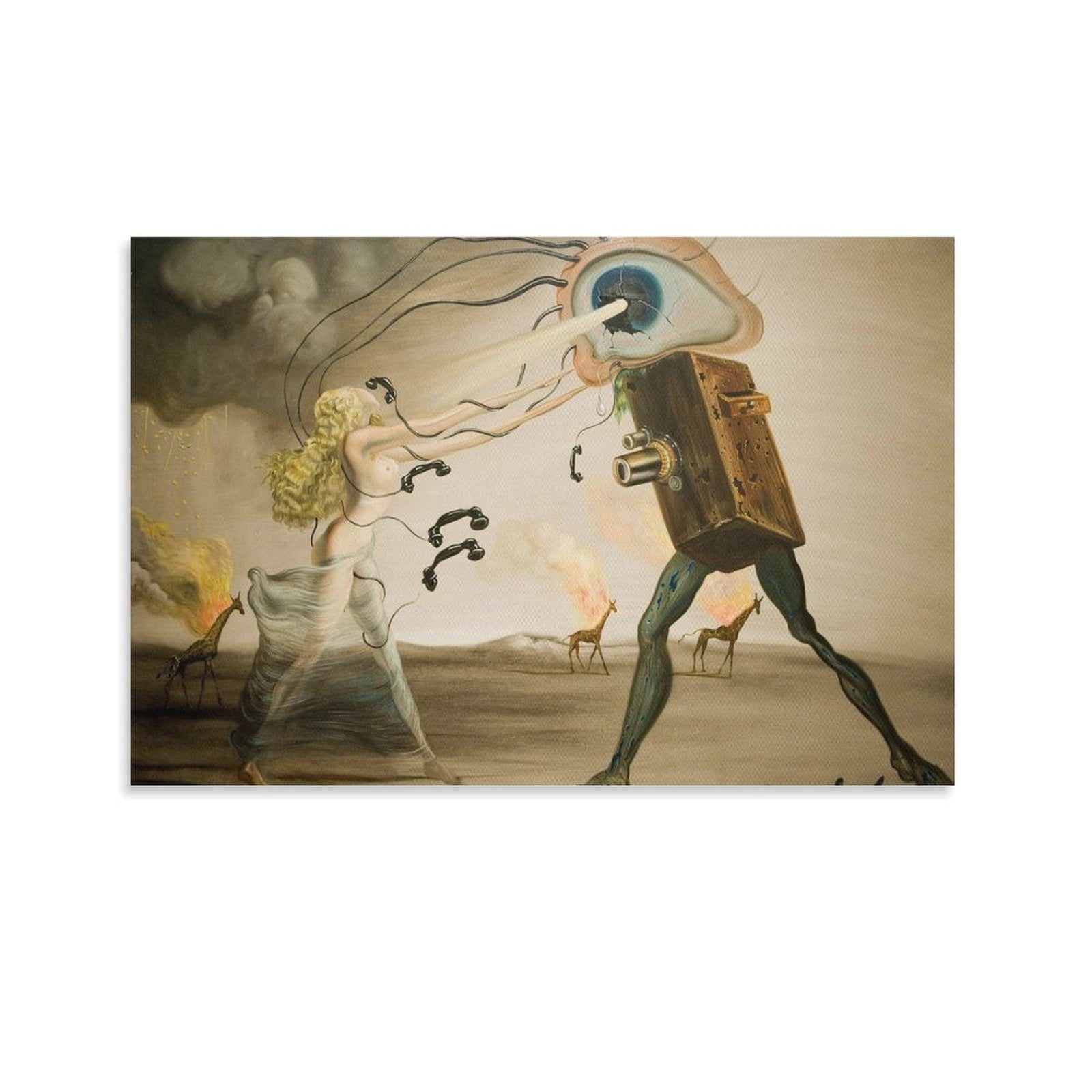 Salvador Dali Poster Burning Giraffes And Telephones Posters Wall Art ...