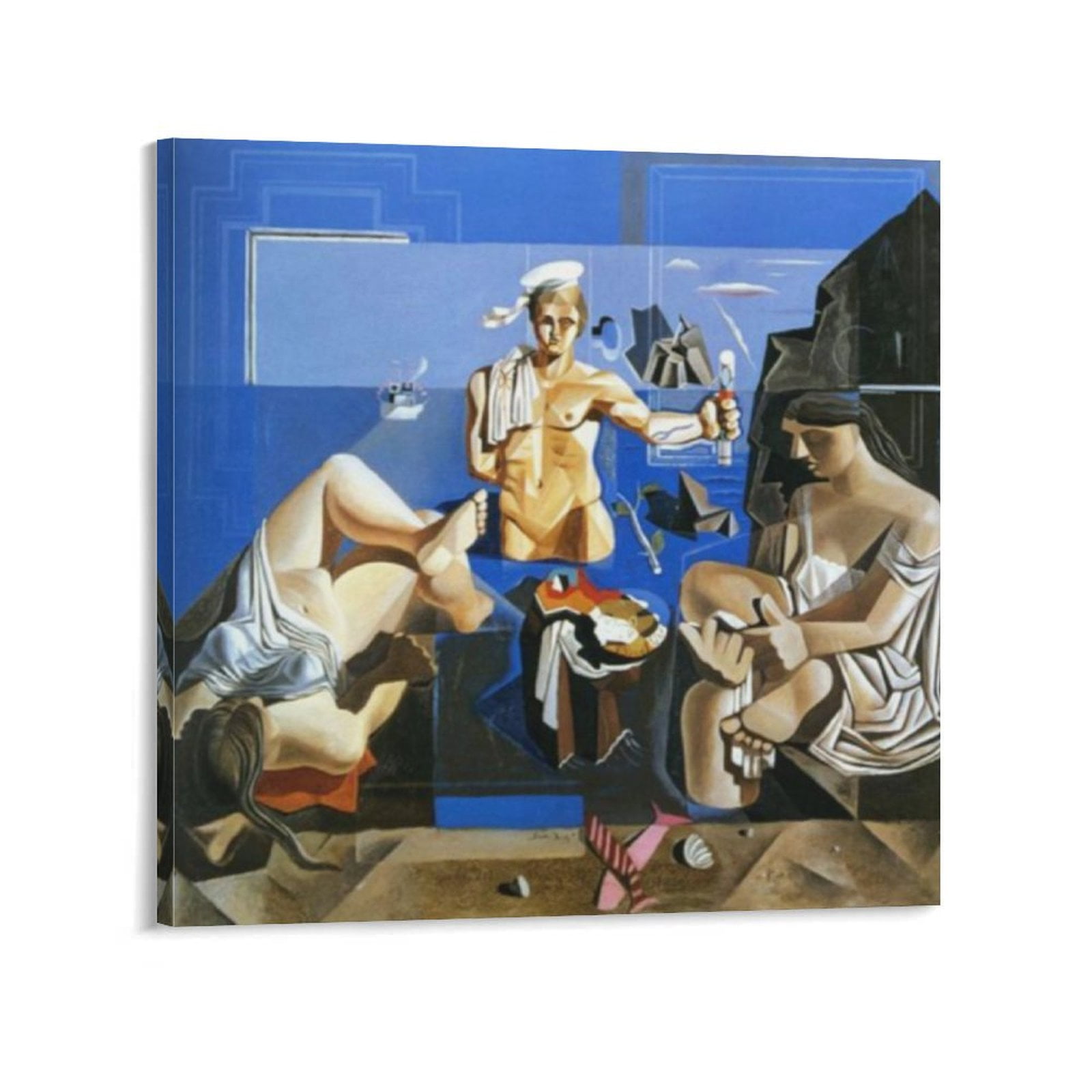 Salvador Dali Print Painting Neo-Cubist Academy (Composition with Three ...