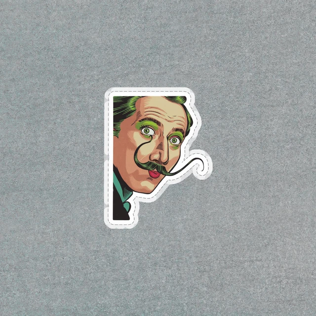 Salvador Dali Surreal Portrait Art Sticker - Mustache, Colorful ...