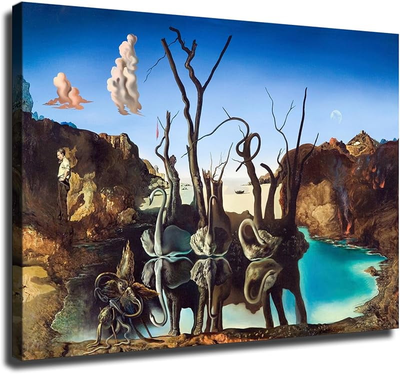 Salvador Dali Swans Reflecting Elephants Poster Canvas Painting Posters ...