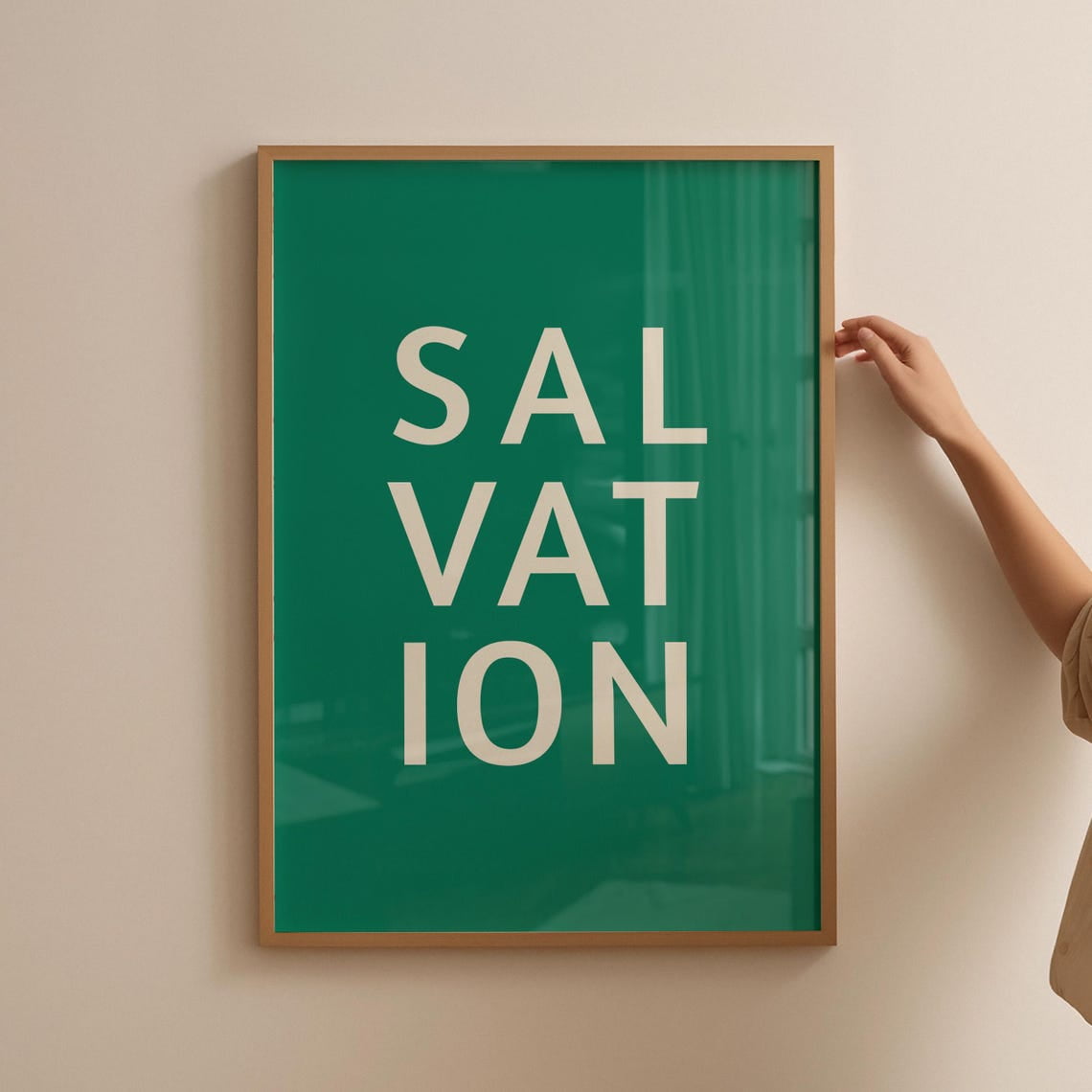 Salvation Wall Print, Green Christian Poster, Jesus Typography Poster ...