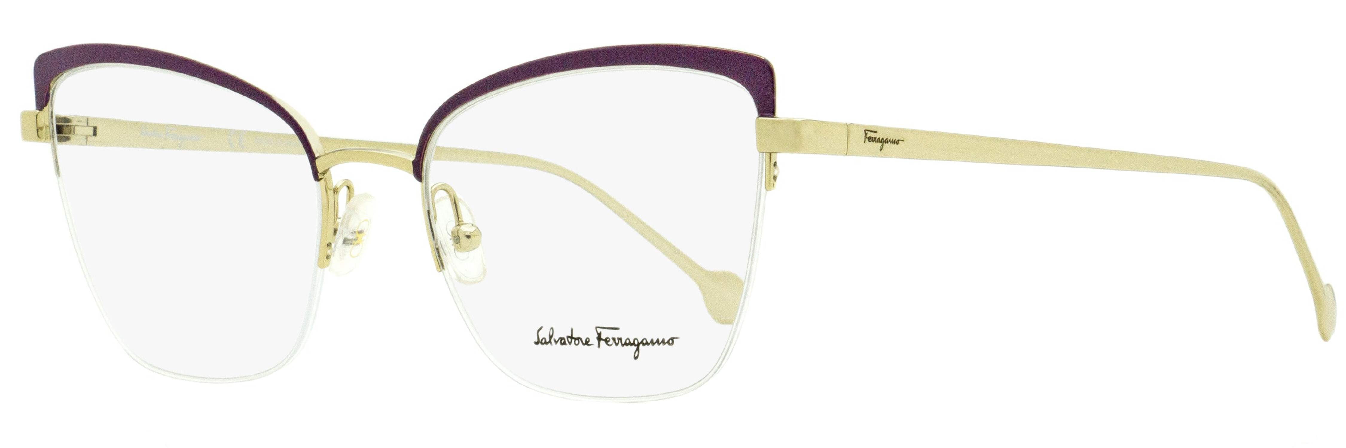Salvatore Ferragamo Cat Eye Eyeglasses SF2182 736 Gold/Violet 53mm 2182 ...
