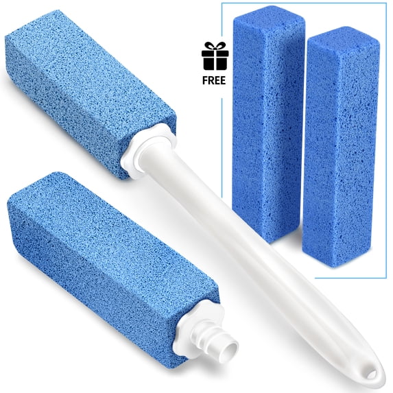 Salvmary Pumice Cleaning Stone Set: Scrubber with Reusable Long Handle ...