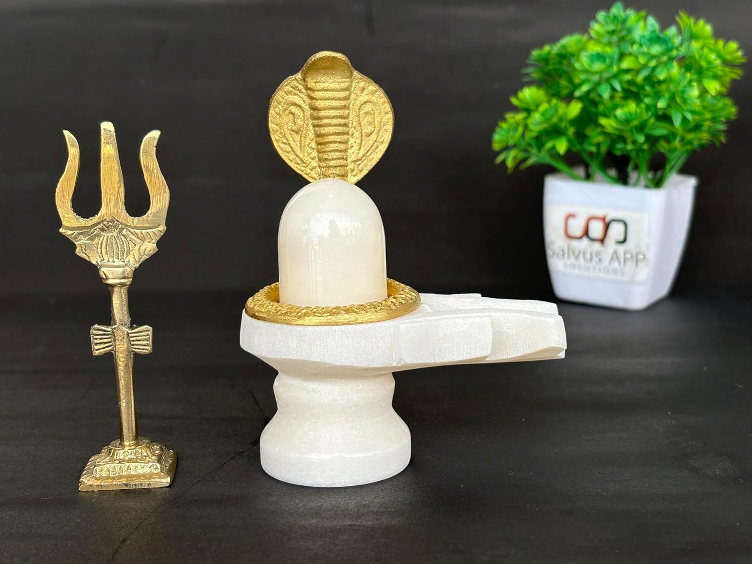 Salvus APP SOLUTIONS Sacred Harmony Marble Shivling with Brass Snake ...