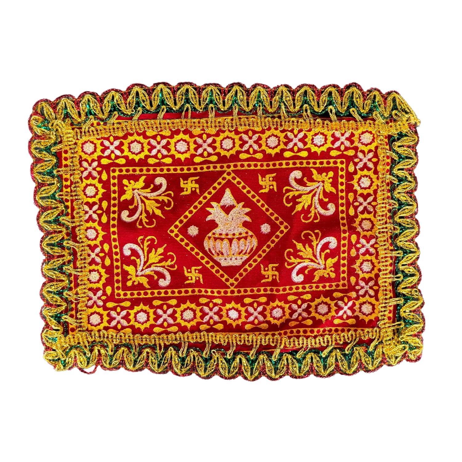 Salvus App SOLUTIONS Designer Red Golden Pooja Aasan for Temple Home ...