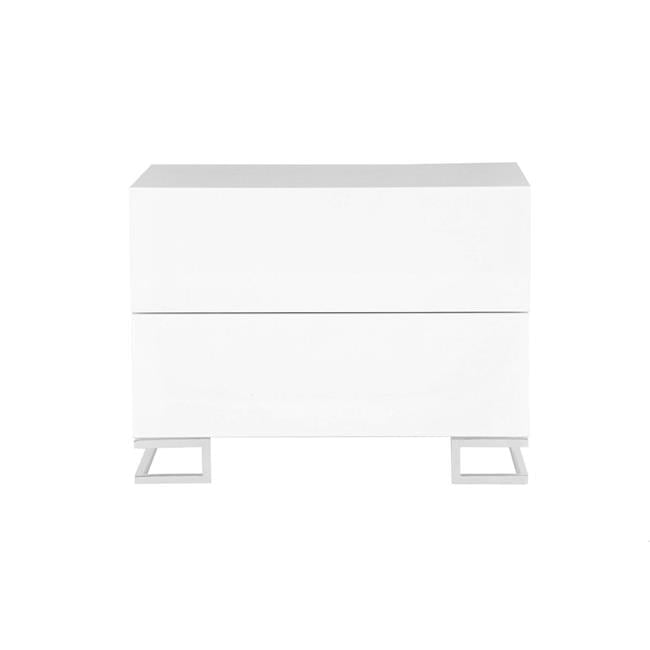 Sam 20 in. Nightstand, 2 Drawers - White Wood - High Polished Metal ...