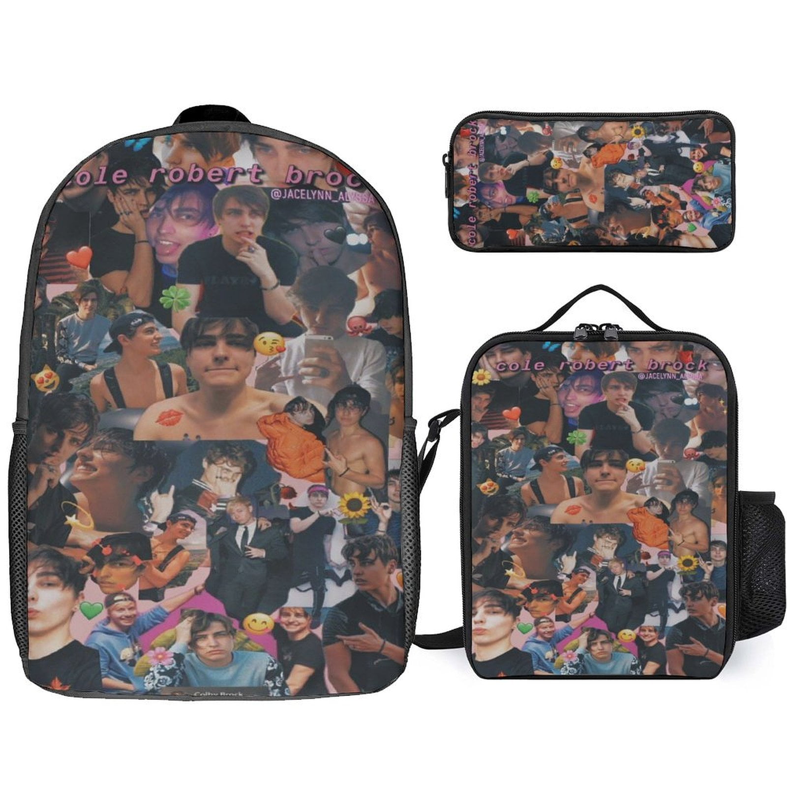 Sam And Colby Backpacks 3 Piece Set Bookbag with Lunch Bag And Pencil ...