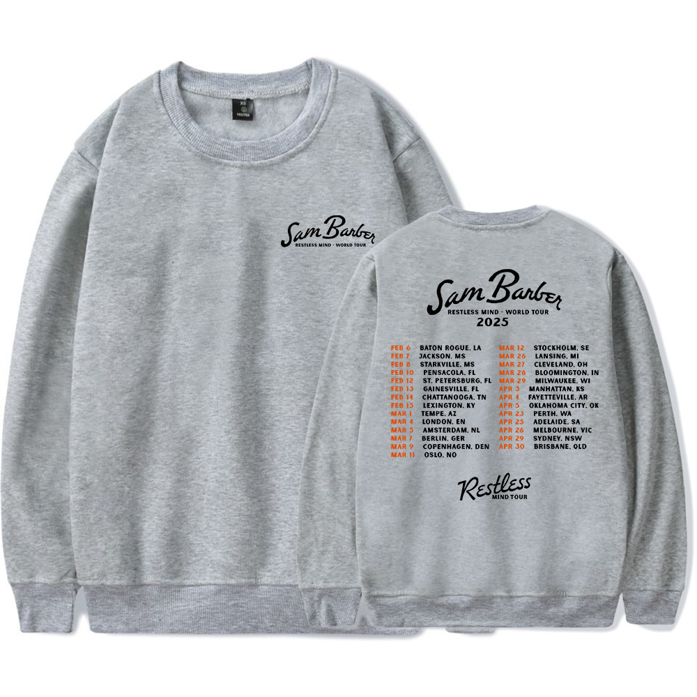 Sam Barber Merch Sweatshirt Restless Mind World Tour 2025 Crewneck ...