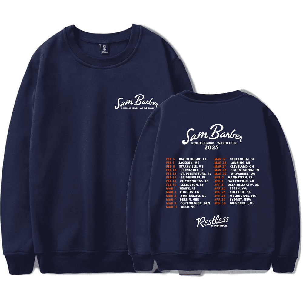 Sam Barber Merch Sweatshirt Restless Mind World Tour 2025 Crewneck ...